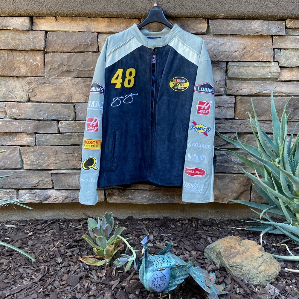 Mens Leather Nascar Jimmy Johnson #48 Jacket - Gem